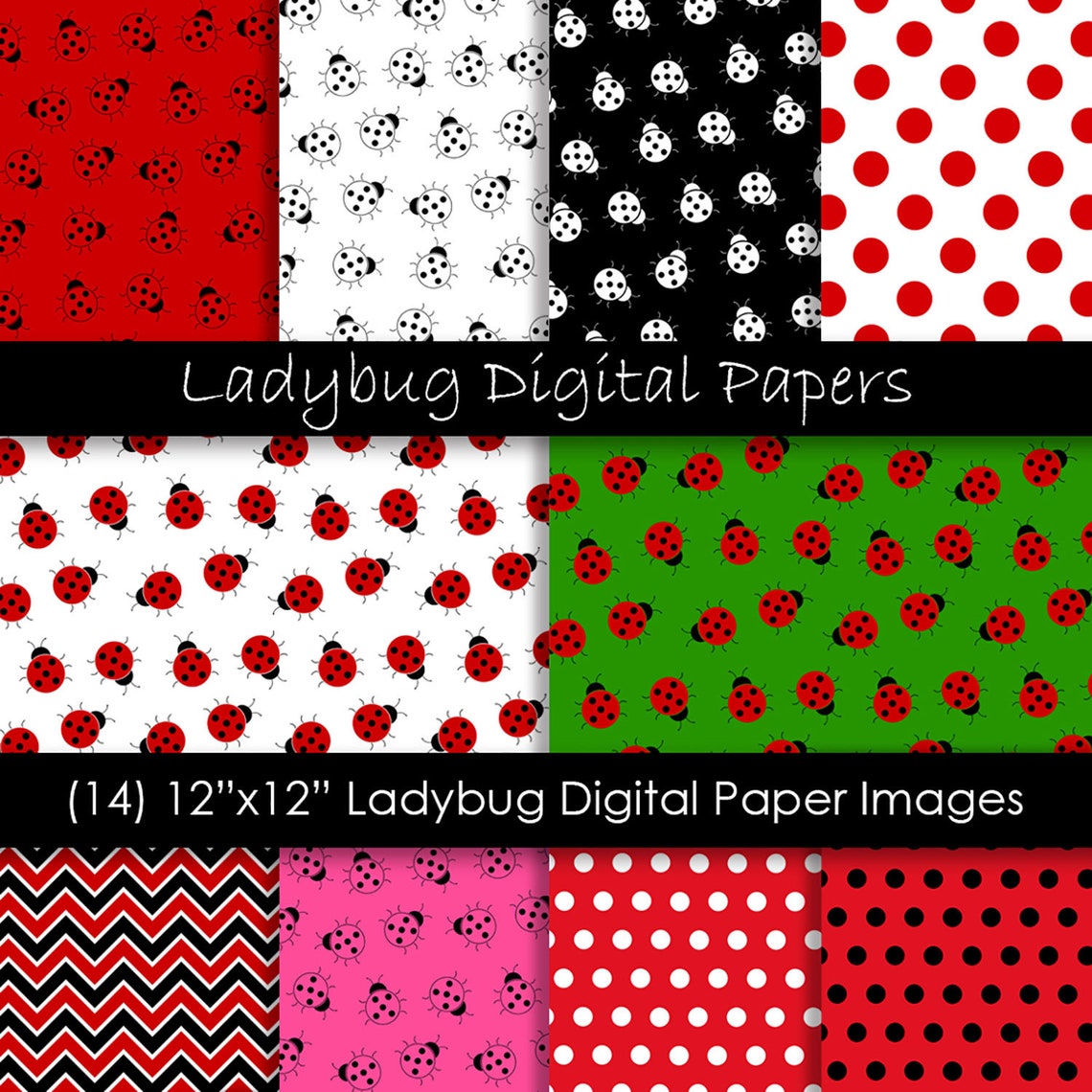 Ladybug Digital Paper Ladybug Scrapbook Paper Red Ladybug - Etsy