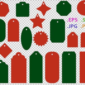 Christmas Gift Tag Template SVG Green and Red Gift Label Templates Gift ...