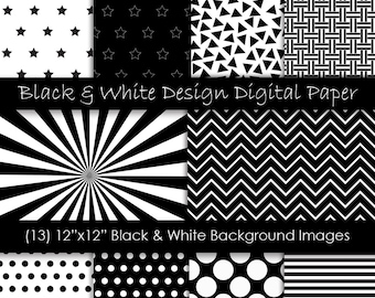 Chevron Digital Paper Black and White Digital Paper Polka Dots - Etsy