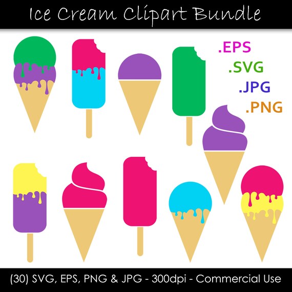 Ice Cream Cone SVG Bundle Ice Cream Cone Clip Art Ice - Etsy