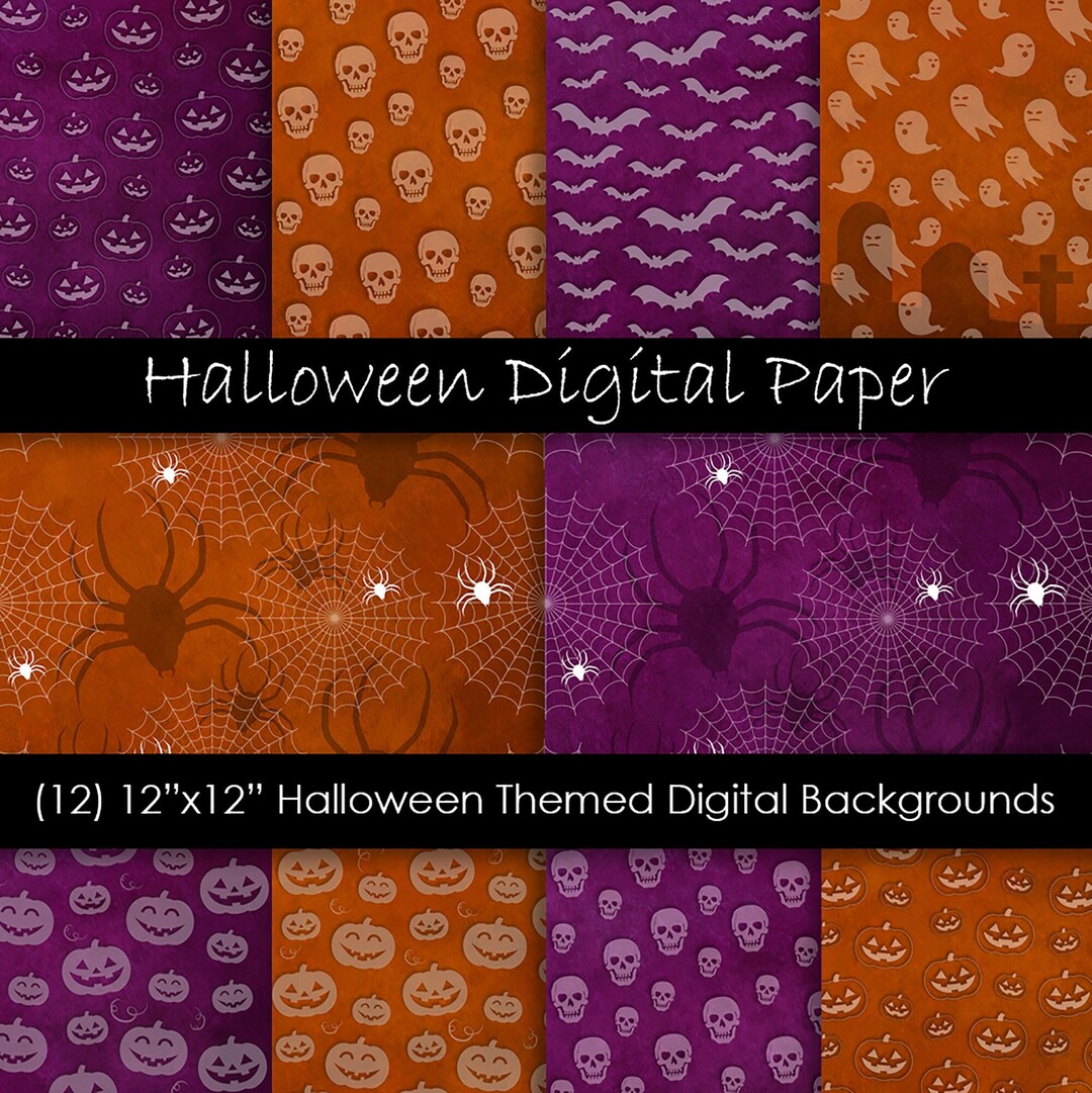 Halloween Digital Paper - Halloween Background Patterns - Ghosts ...