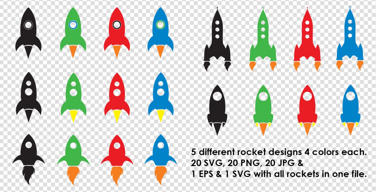 Rocket Ship SVG Bundle Rocket Vector Clip Art Space Rocket for Cricut ...