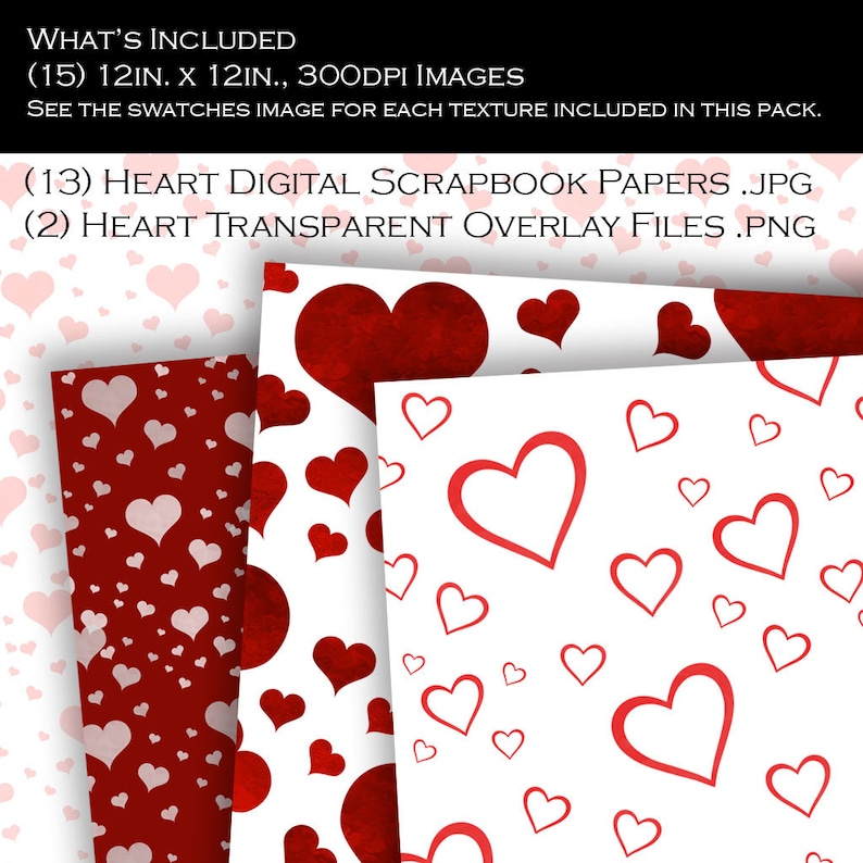Red Heart Digital Papers Valentine's Day Digital - Etsy