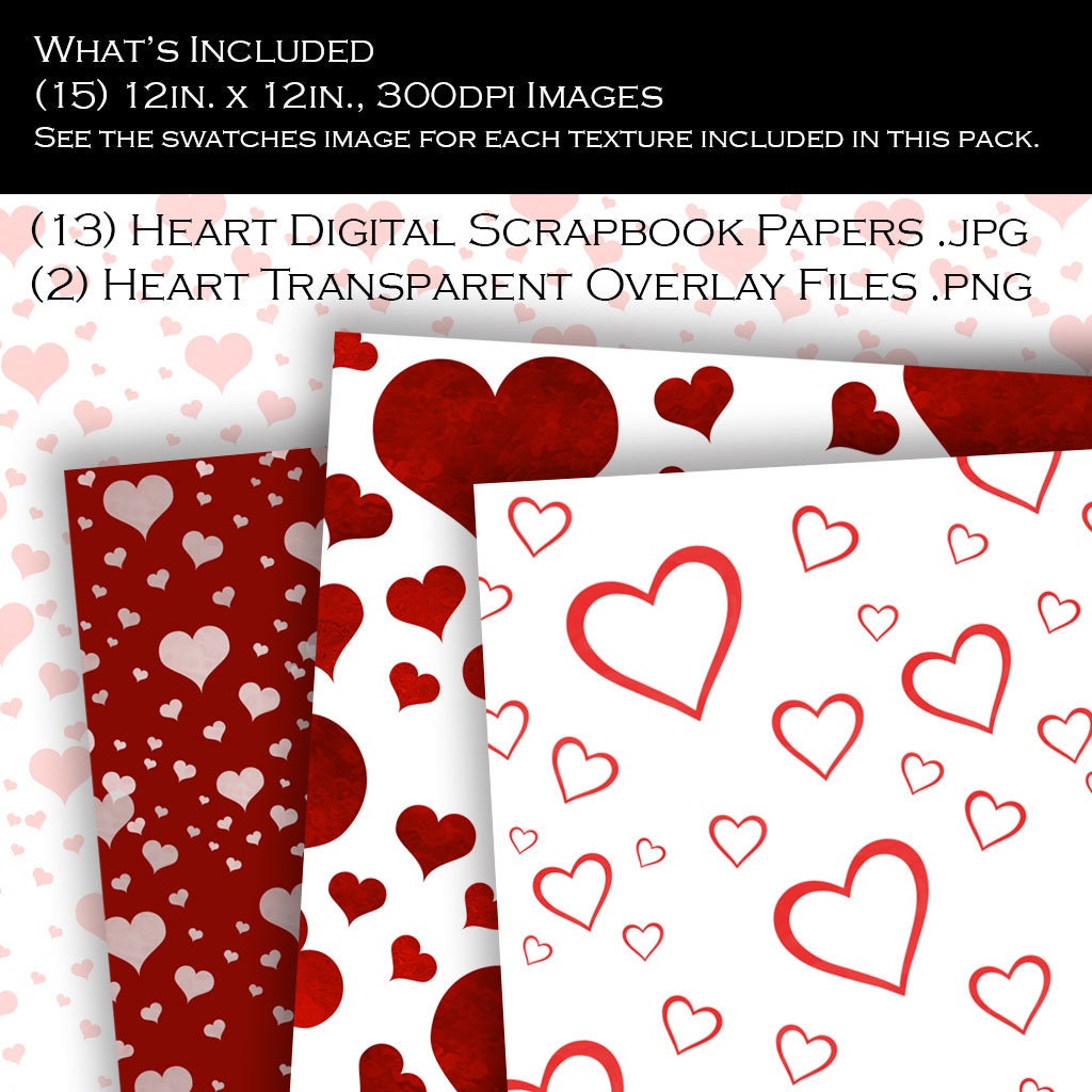 Red Heart Digital Papers Valentine's Day Digital - Etsy