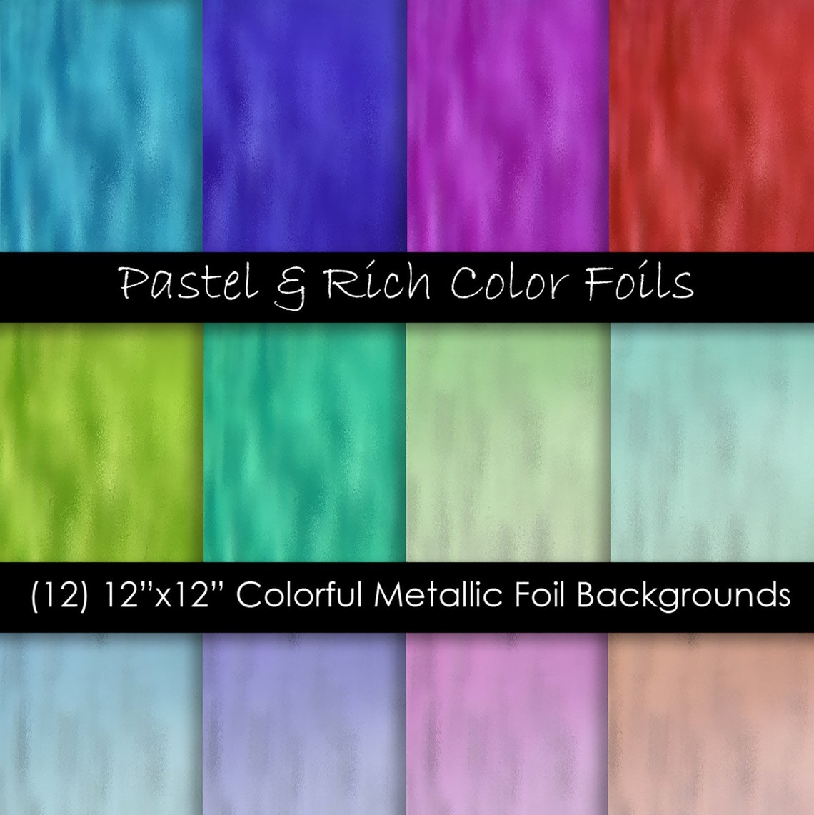 Foil Digital Paper Colorful Foil Scrapbook Papers Metallic | Etsy