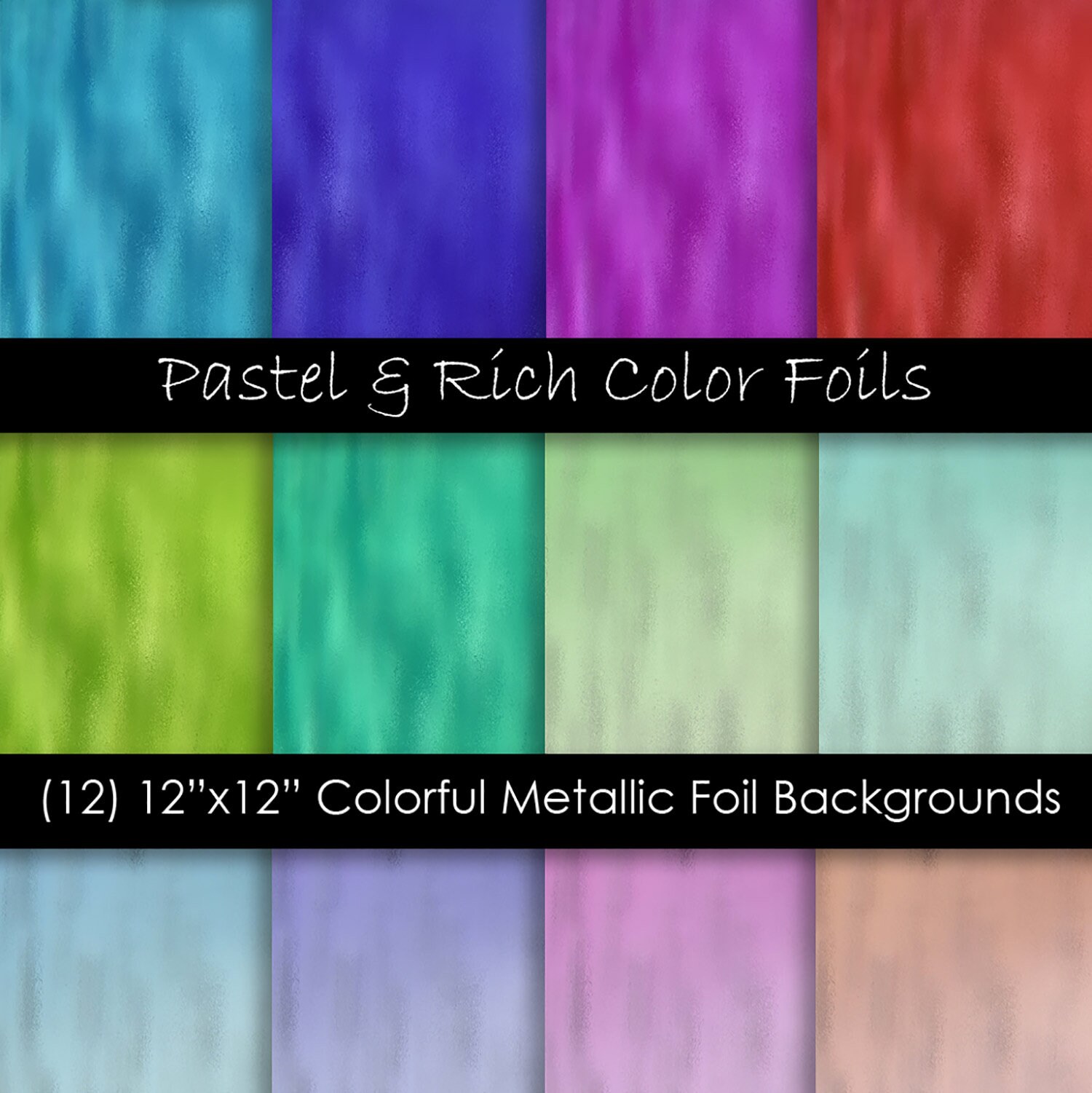 Foil Digital Paper Colorful Foil Scrapbook Papers Metallic - Etsy