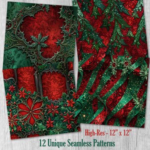 Christmas Seamless Patterns Distressed Gothic Holiday Digital Paper ...