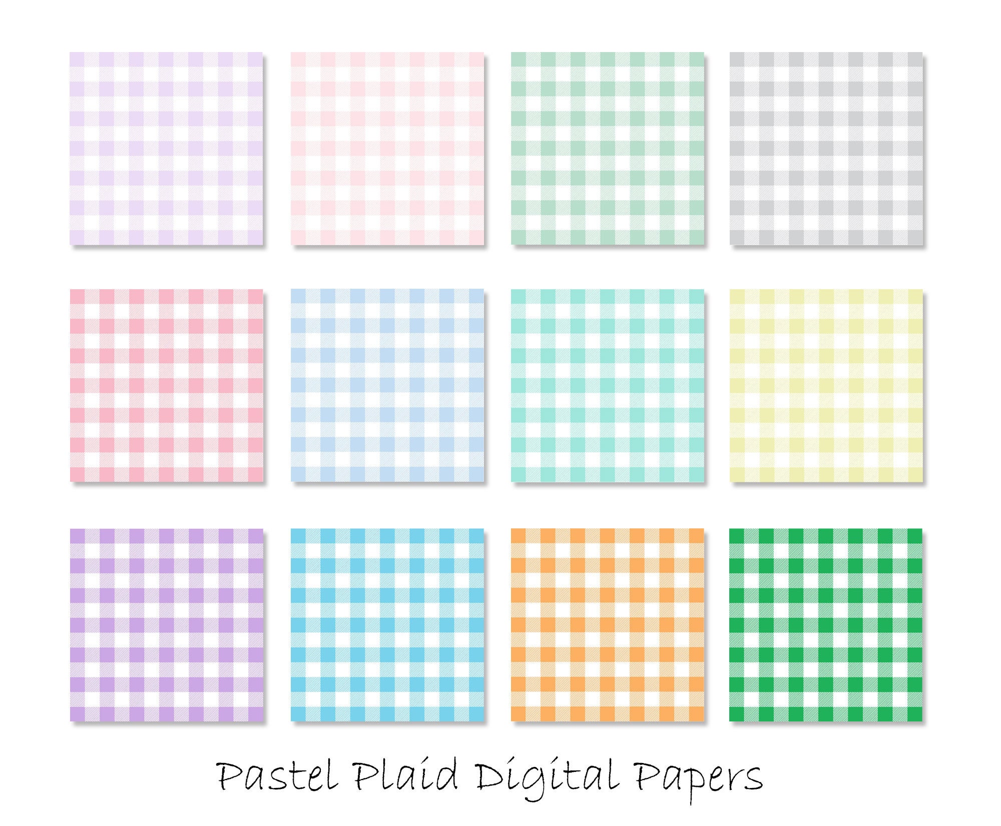 Spring Pastel Plaid Digital Papers - Easter Color Plaid Pattern ...