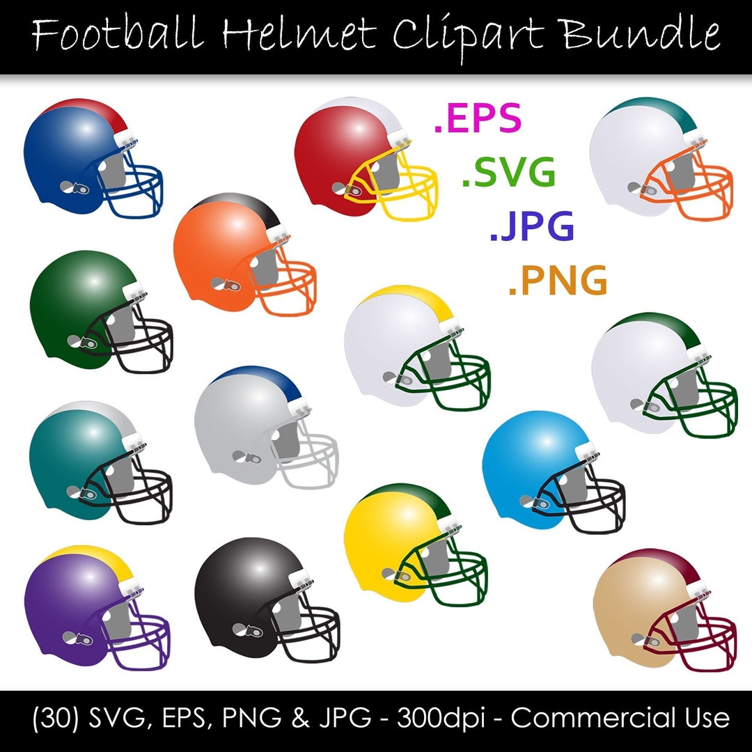 Football Helmet Clipart Bundle, Team Color Football Helmets, Football ...