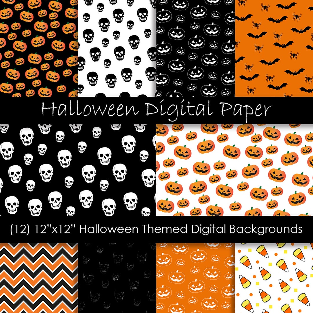 Halloween Digital Paper - Halloween Pattern Backgrounds - Halloween ...