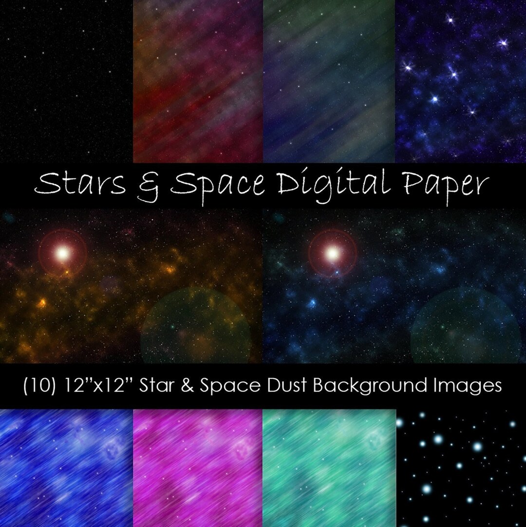 Galaxy Digital Paper - Starry Night Sky Backgrounds - Stardust Galaxy ...