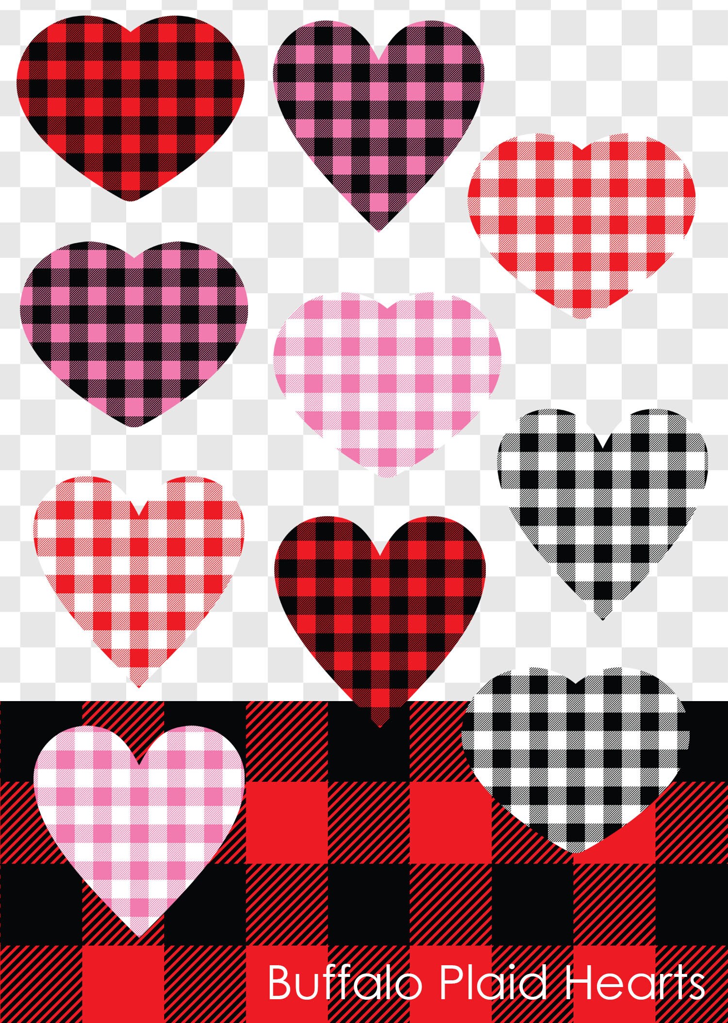 Plaid Heart SVG Bundle Heart Clipart Graphics Buffalo - Etsy