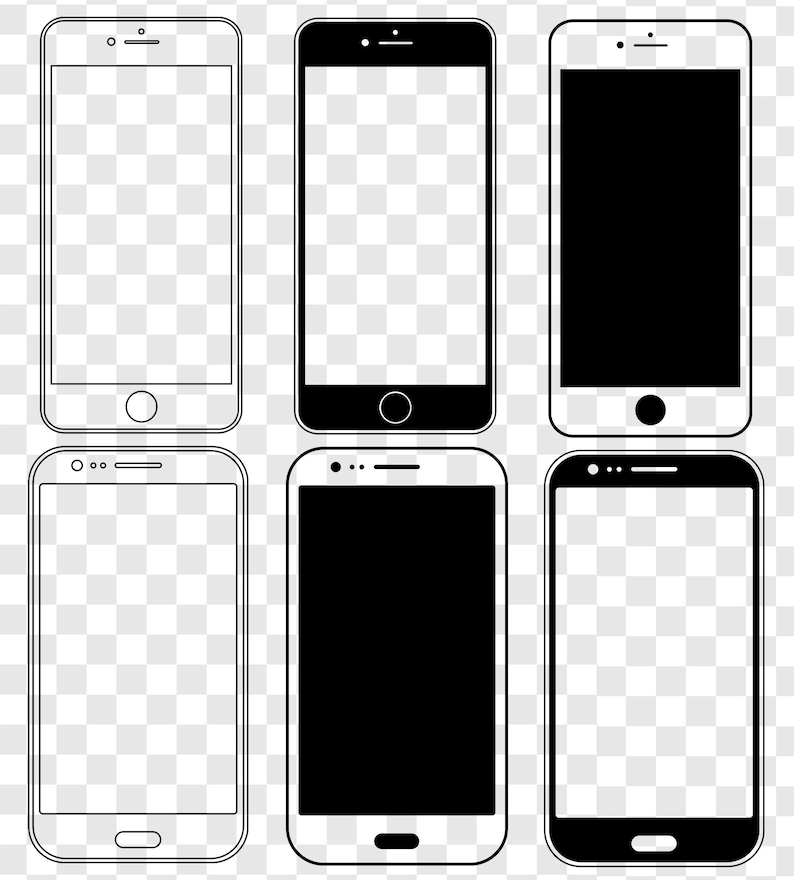 Smart Phone SVG Bundle Cellphone Clip Art Cellphone Silhouette Cut ...