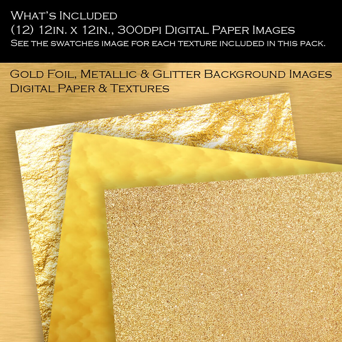 Gold Foil Digital Paper Metallic Gold Digital Paper Gold | Etsy