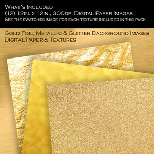 Gold Foil Digital Paper - Metallic Gold Digital Paper - Gold Scrapbook ...
