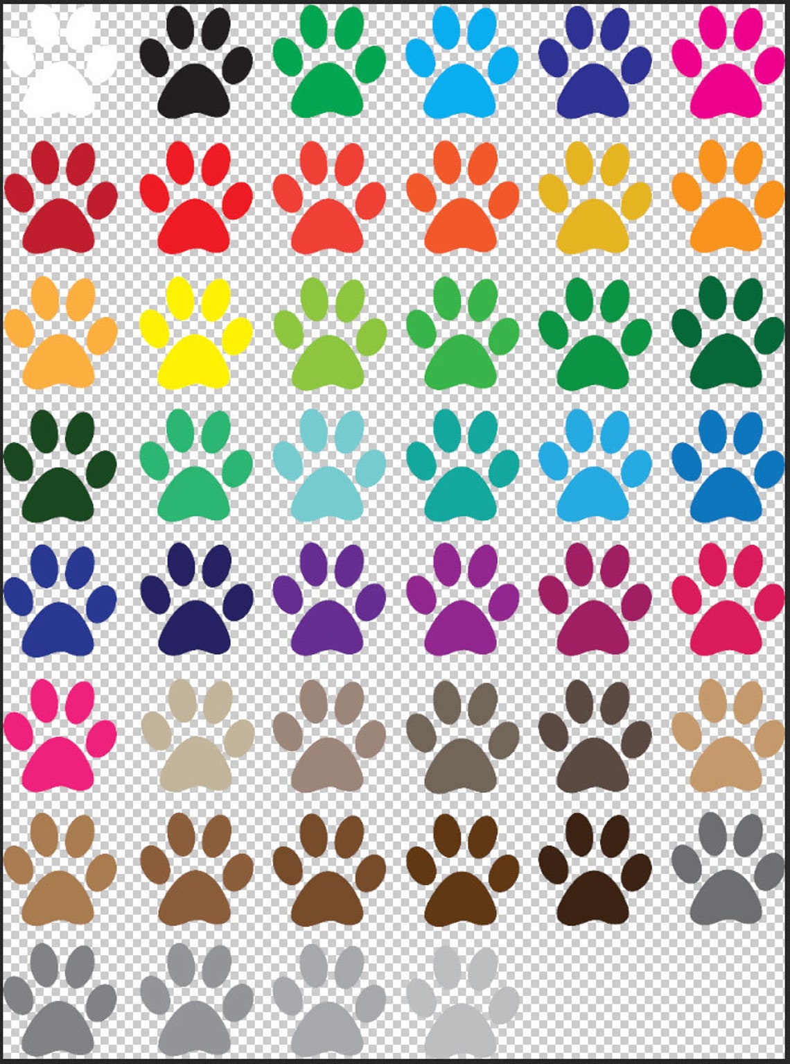 Paw Print SVG Bundle - Color Paw Print Clip Art - Paw Print Cut Files ...