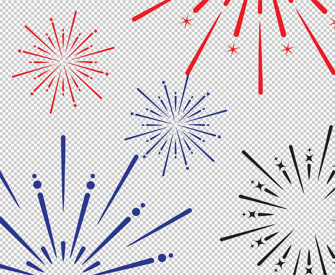 Firework SVG Bundle - Red, White and Blue Fireworks Clipart - 4th of ...