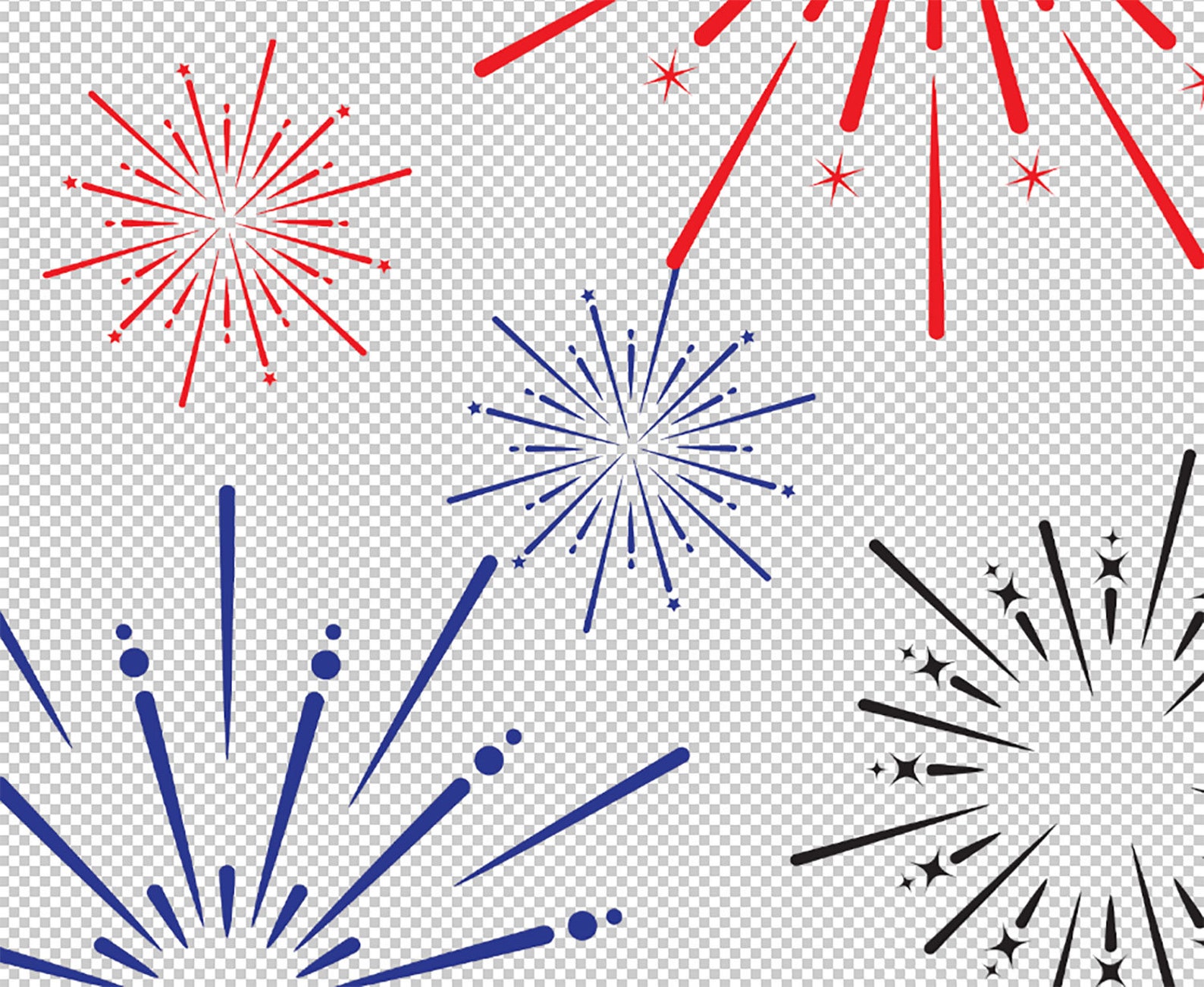 Firework SVG Bundle Red White and Blue Fireworks Clipart - Etsy