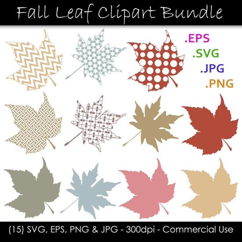 Fall Leaf SVG Clipart Bundle Fall Leaf Stencils Autumn - Etsy