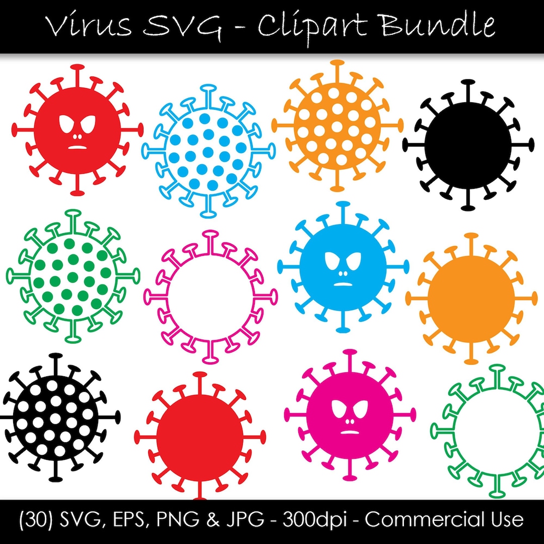 Virus SVG Bundle - Virus Clip Art - Disease and Germ Shape Cut Files ...