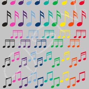Music Note Clipart - Colorful Music Notes - Music Symbols - 50 Pieces ...