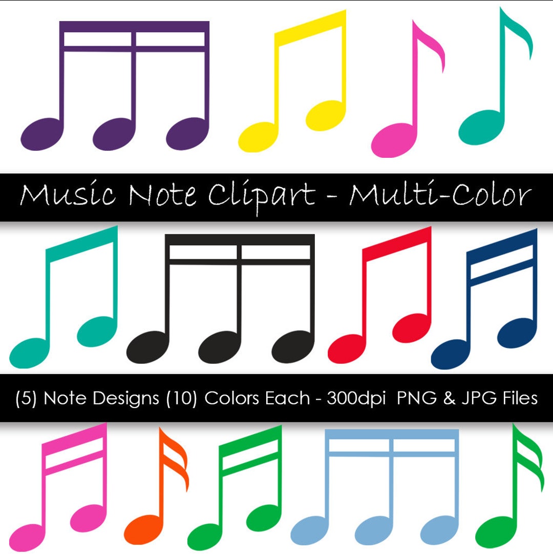 Music Note Clipart - Colorful Music Notes - Music Symbols - 50 Pieces ...