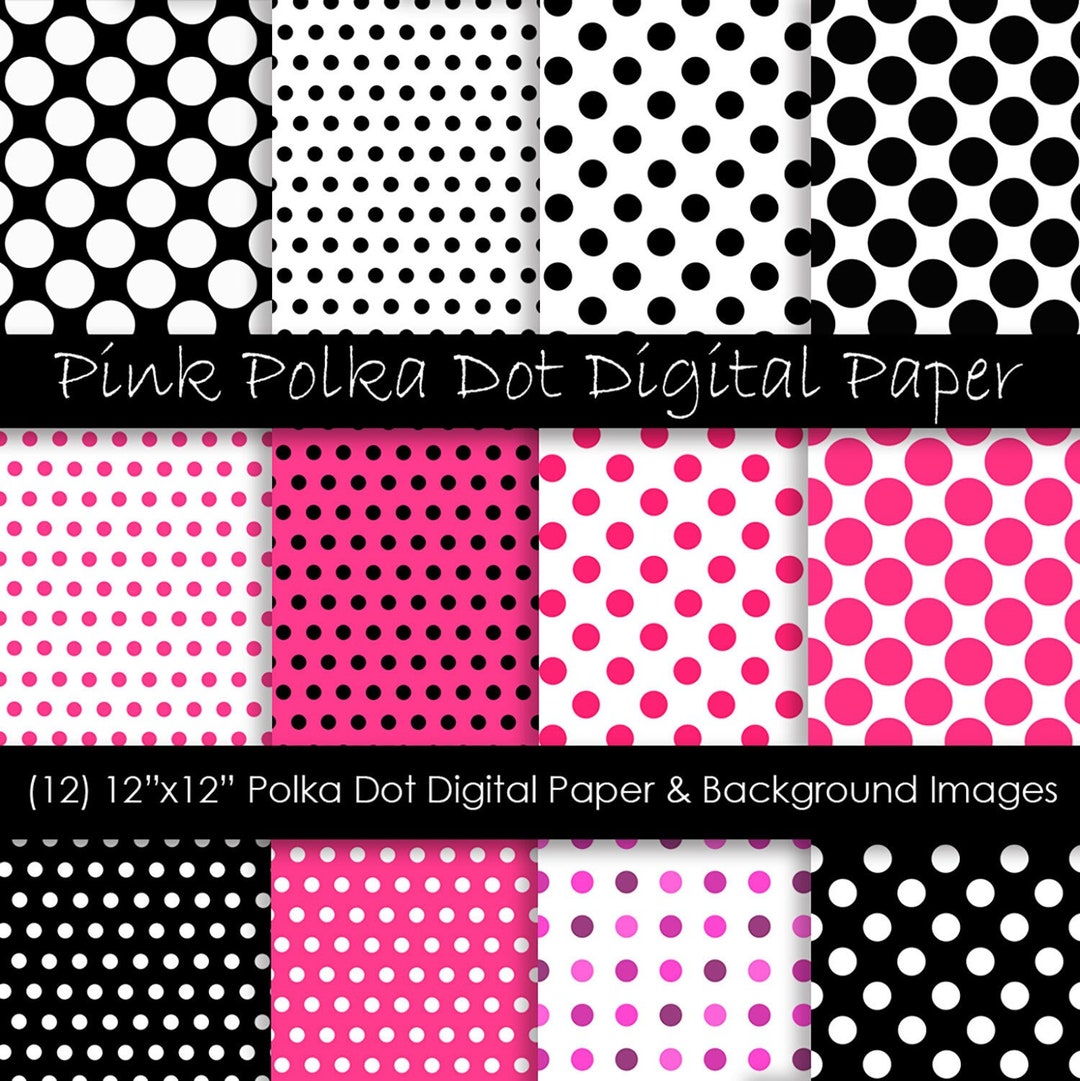 Pink and Black Polka Dot Patterns Pink Polka Dot Background Pink/black Polka Dots Commercial Use ...