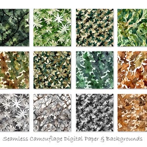 Camouflage Digital Paper - Seamless Military Camouflage Backgrounds ...