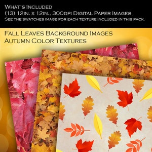 Fall Leaf Digital Paper - Autumn & Fall Backgrounds - Fall Scrapbook ...