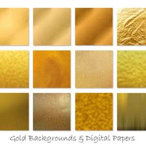 Gold Foil Digital Paper - Metallic Gold Digital Paper - Gold Scrapbook ...