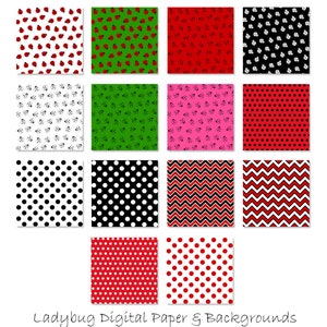 Ladybug Digital Paper - Ladybug Scrapbook Paper - Red Ladybug Pattern ...
