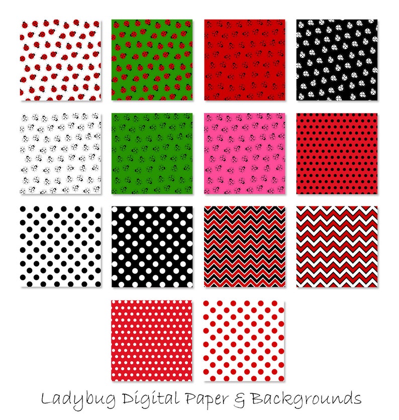Ladybug Digital Paper Ladybug Scrapbook Paper Red Ladybug Pattern ...