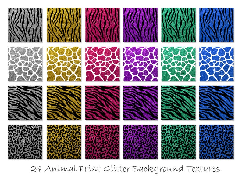 Animal Print Digital Paper Textures With Glitter - Zebra Stripes ...