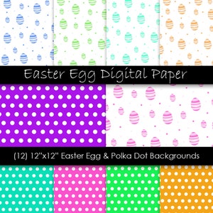 Easter Egg Digital Paper - Easter Scrapbook Paper - Spring Polka Dot ...