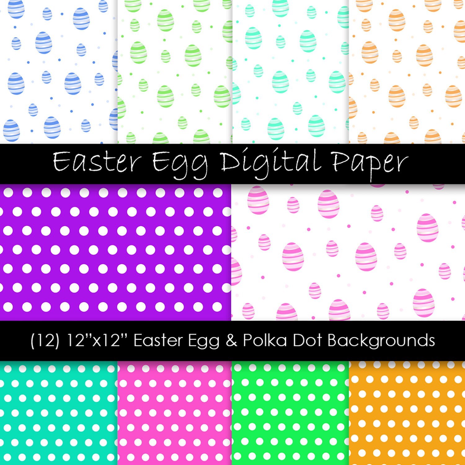 Easter Egg Digital Paper Easter Scrapbook Paper Spring - Etsy