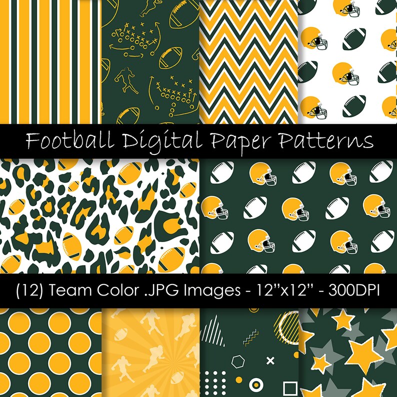 Football Backgrounds Green & Yellow Green Bay Digital Papers Green ...