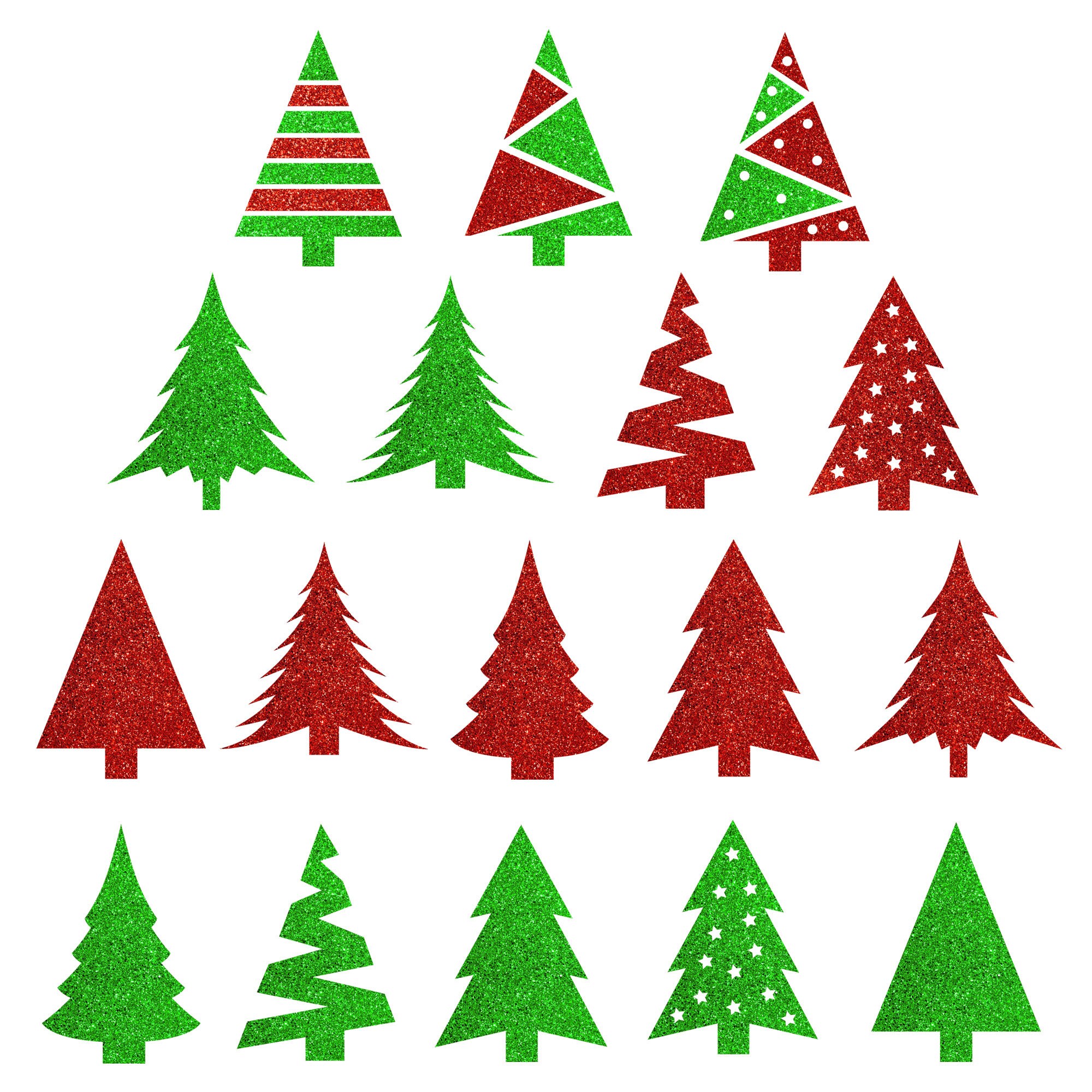 Christmas Tree Clipart Festive Christmas Tree PNG Files With Glitter ...