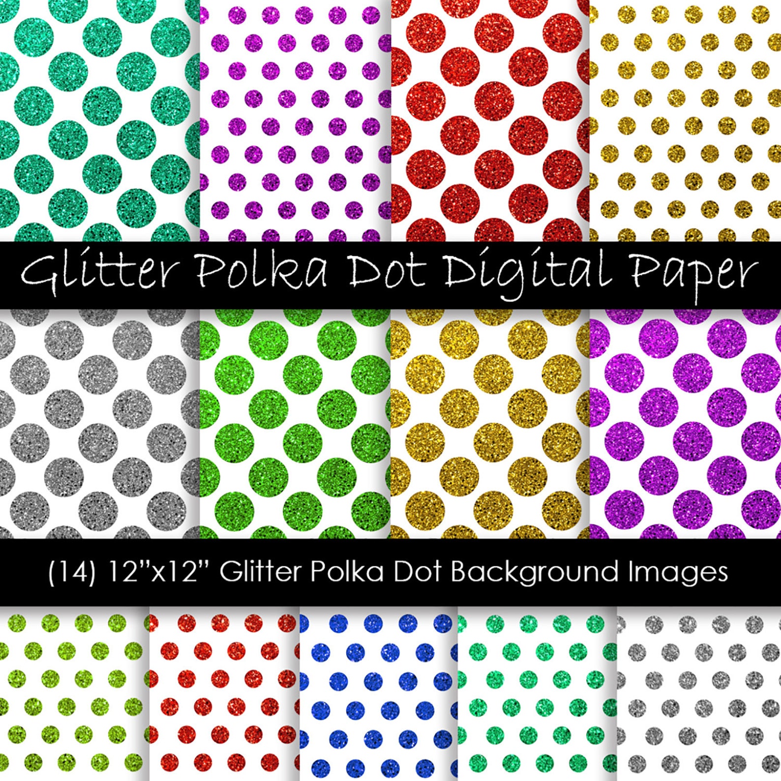 Glitter Polka Dot Digital Paper Glitter Polka Dots Glitter - Etsy