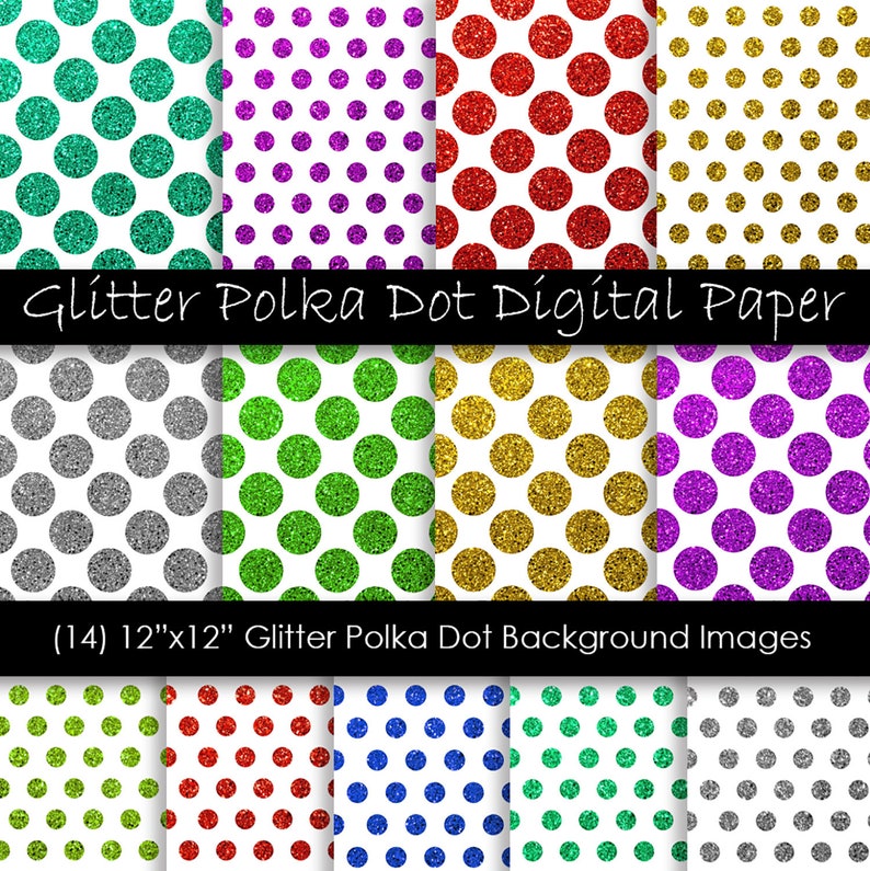 Glitter Polka Dot Digital Paper Glitter Polka Dots Glitter - Etsy