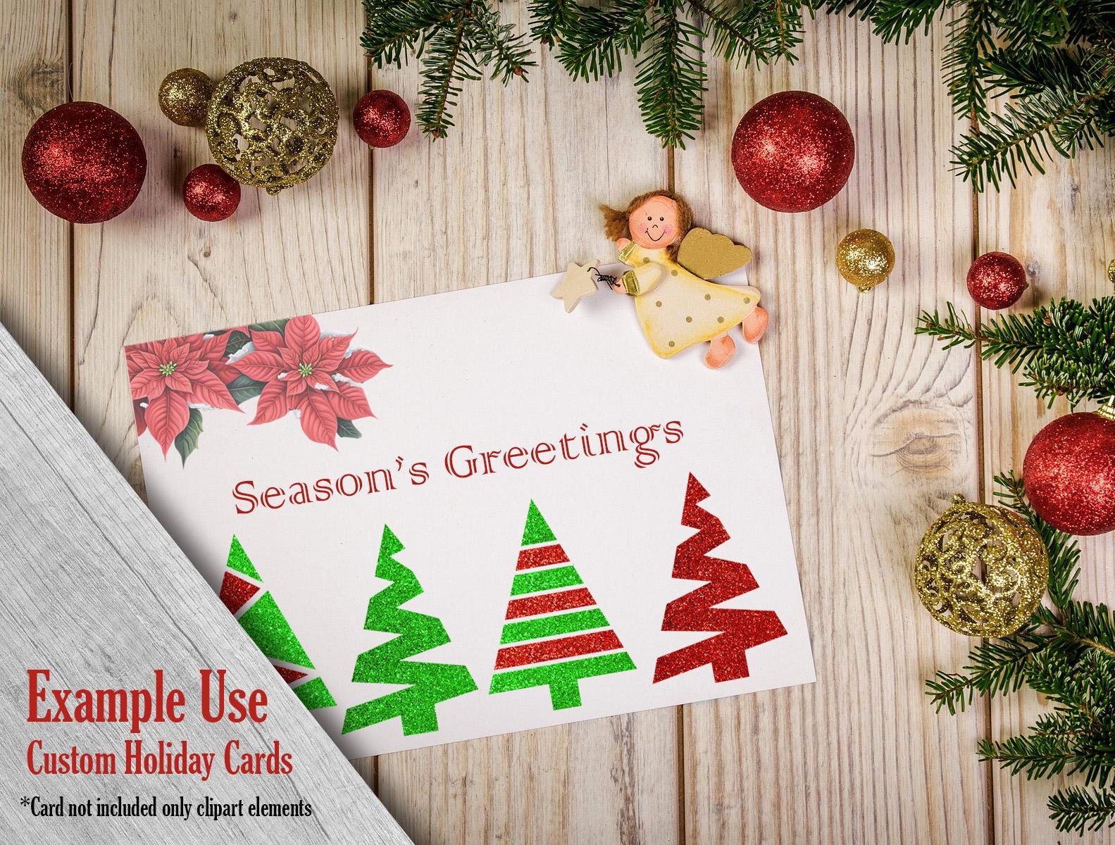 Christmas Tree Clipart Festive Christmas Tree PNG Files With Glitter ...