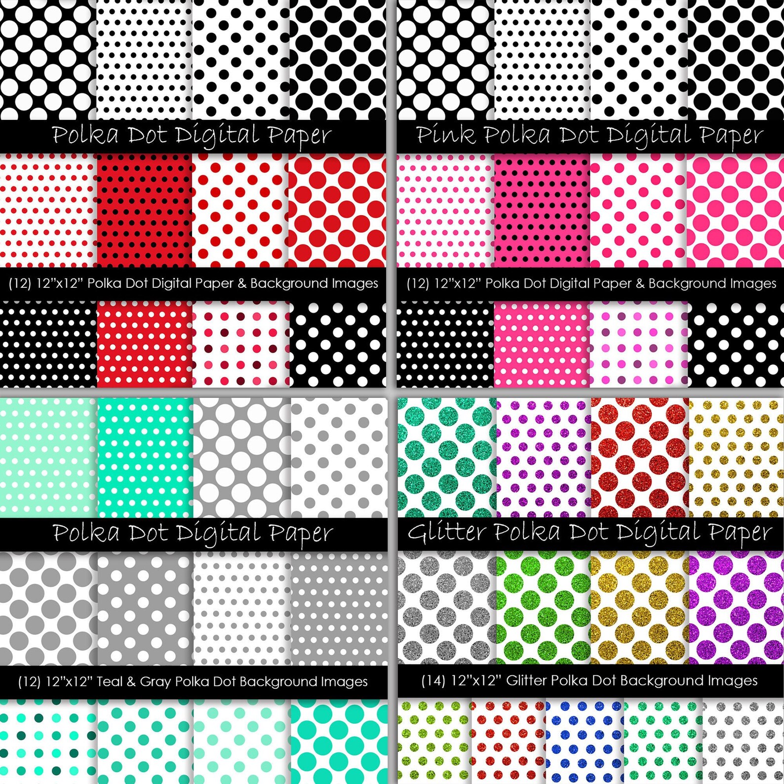 Polka Dot Digital Paper Bundle - Polka Dot Scrapbook Papers - Polka Dot ...