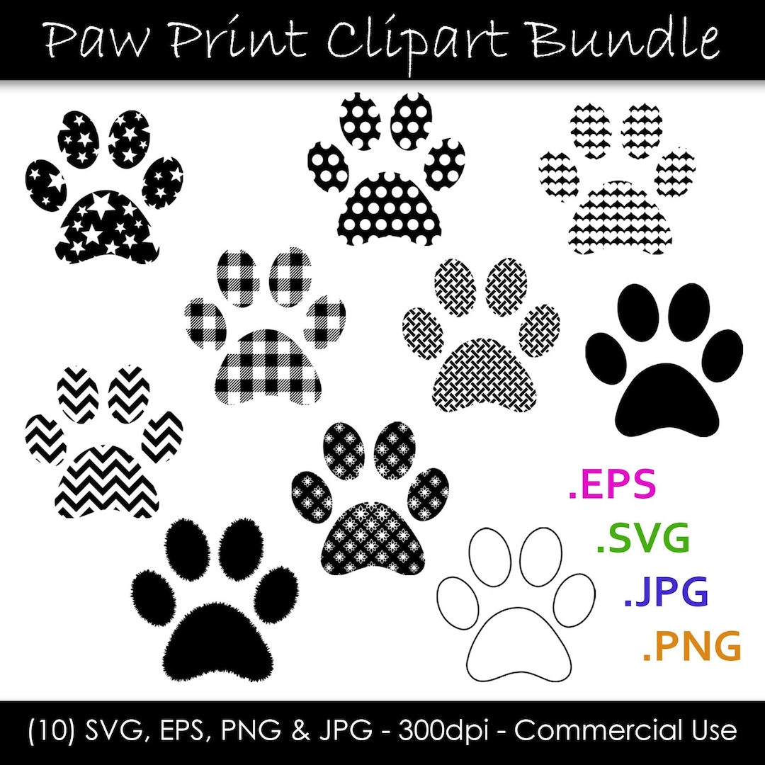 Paw Print Clipart Bundle: Stylish Designs (digital Download) - Etsy UK