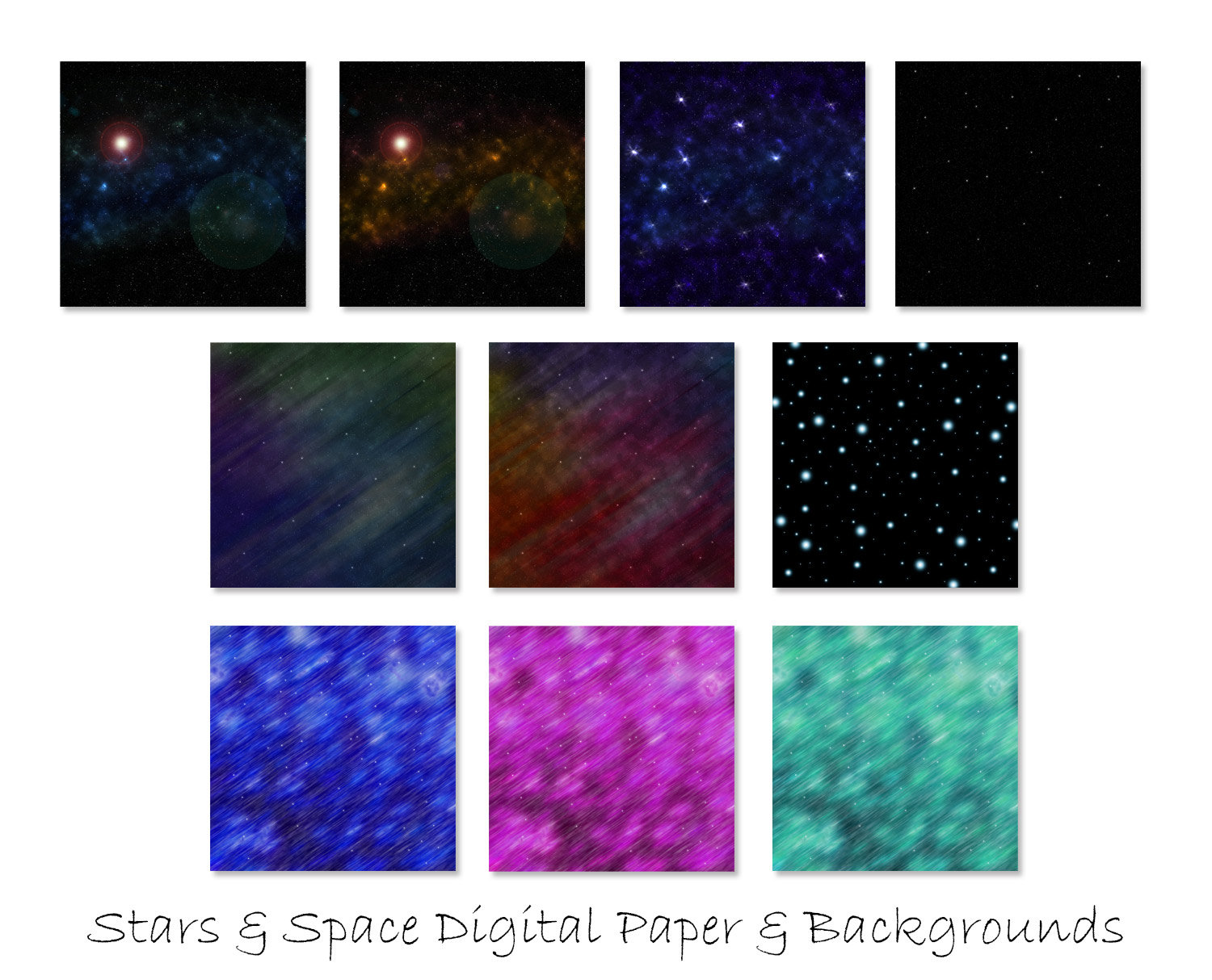 Galaxy Digital Paper - Starry Night Sky Backgrounds - Stardust Galaxy ...