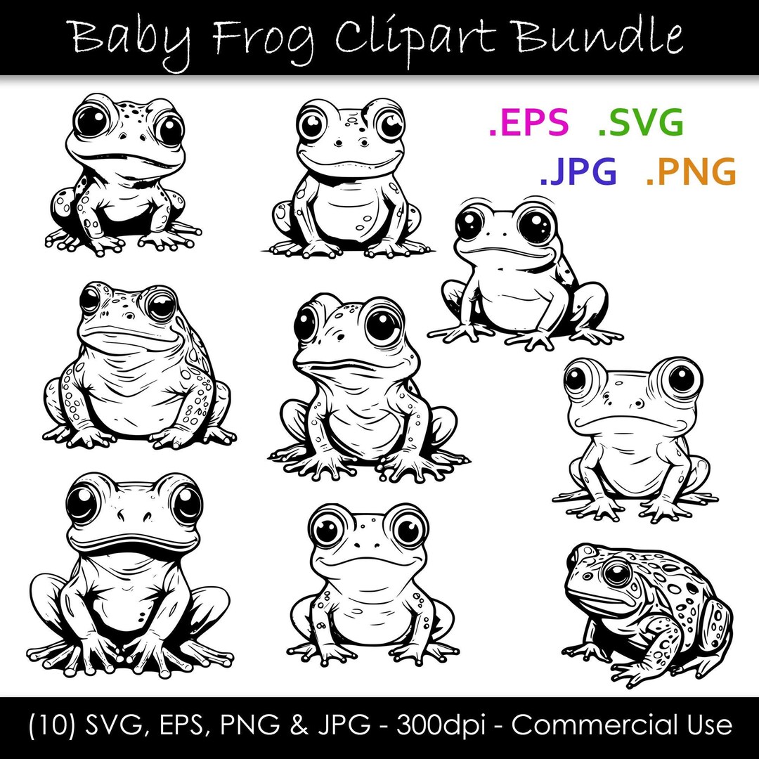Cute Baby Frog SVG Bundle - Baby Frogs and Toads Clipart - Cute Frog ...