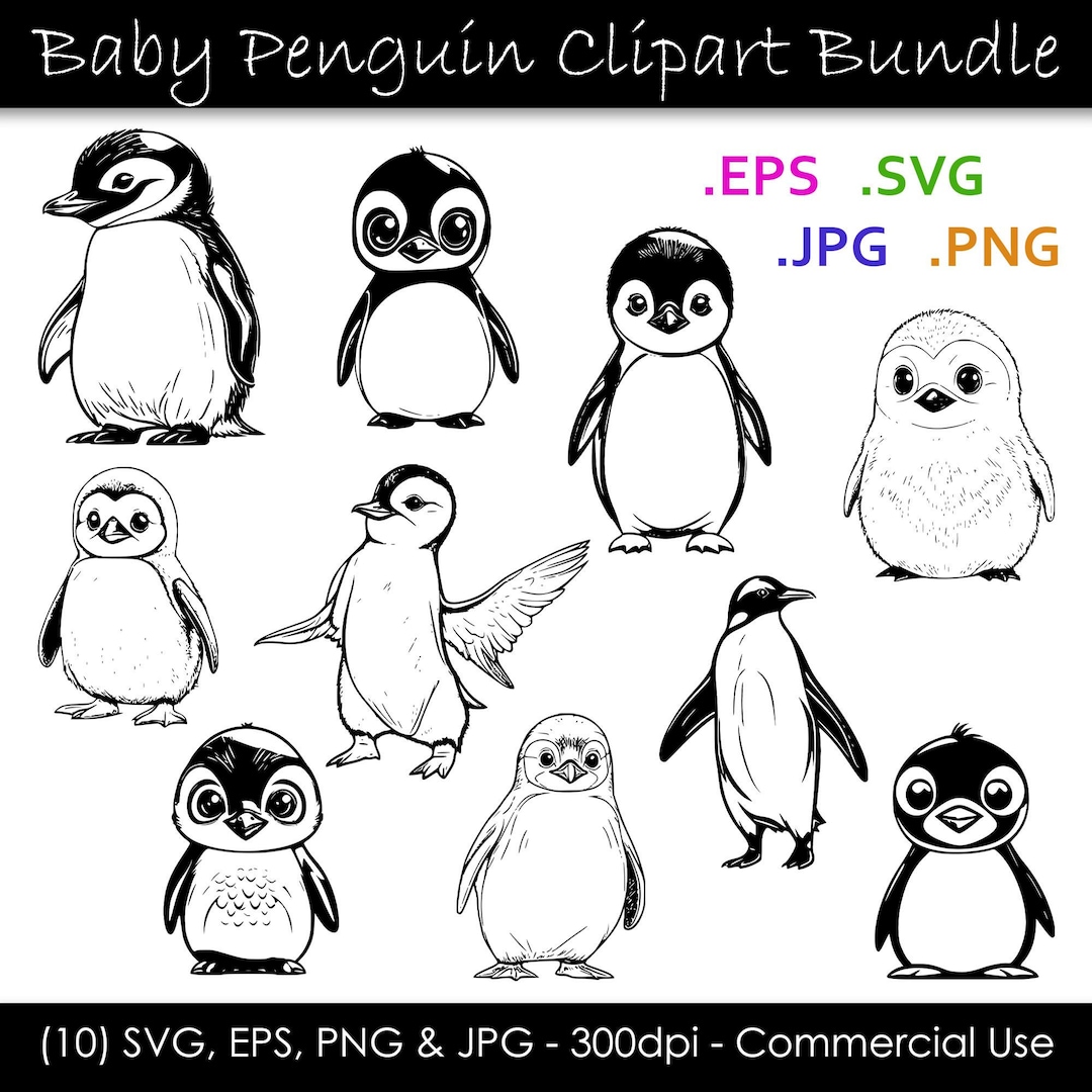 Cute Baby Penguin SVG Bundle - Baby Penguin Chicks Clipart - Penguin ...