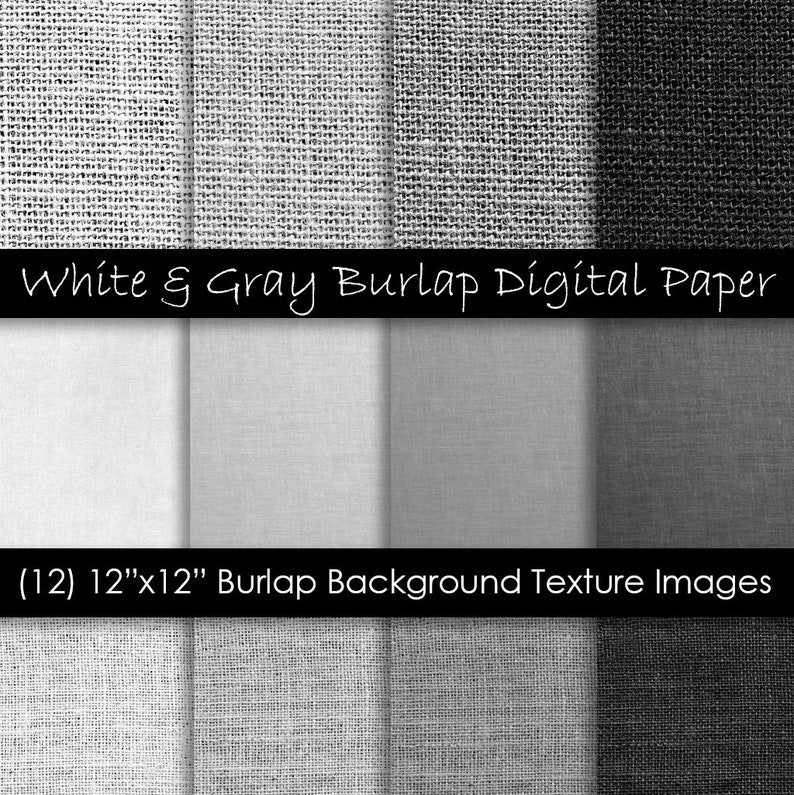 White Burlap Digital Paper Gray Burlap Backgrounds White Burlap ...