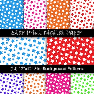 Star Digital Paper - Star Backgrounds in Multi-color - Star Pattern ...