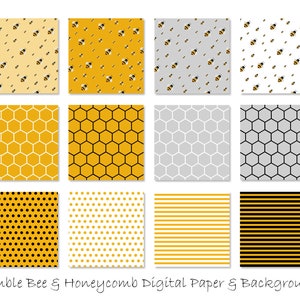 Bumble Bee Scrapbook Paper - Honeycomb Digital Paper - Bee Pattern ...