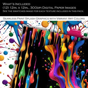 Paint Splatter Digital Paper: Vibrant Seamless Backgrounds (300 Dpi JPG ...