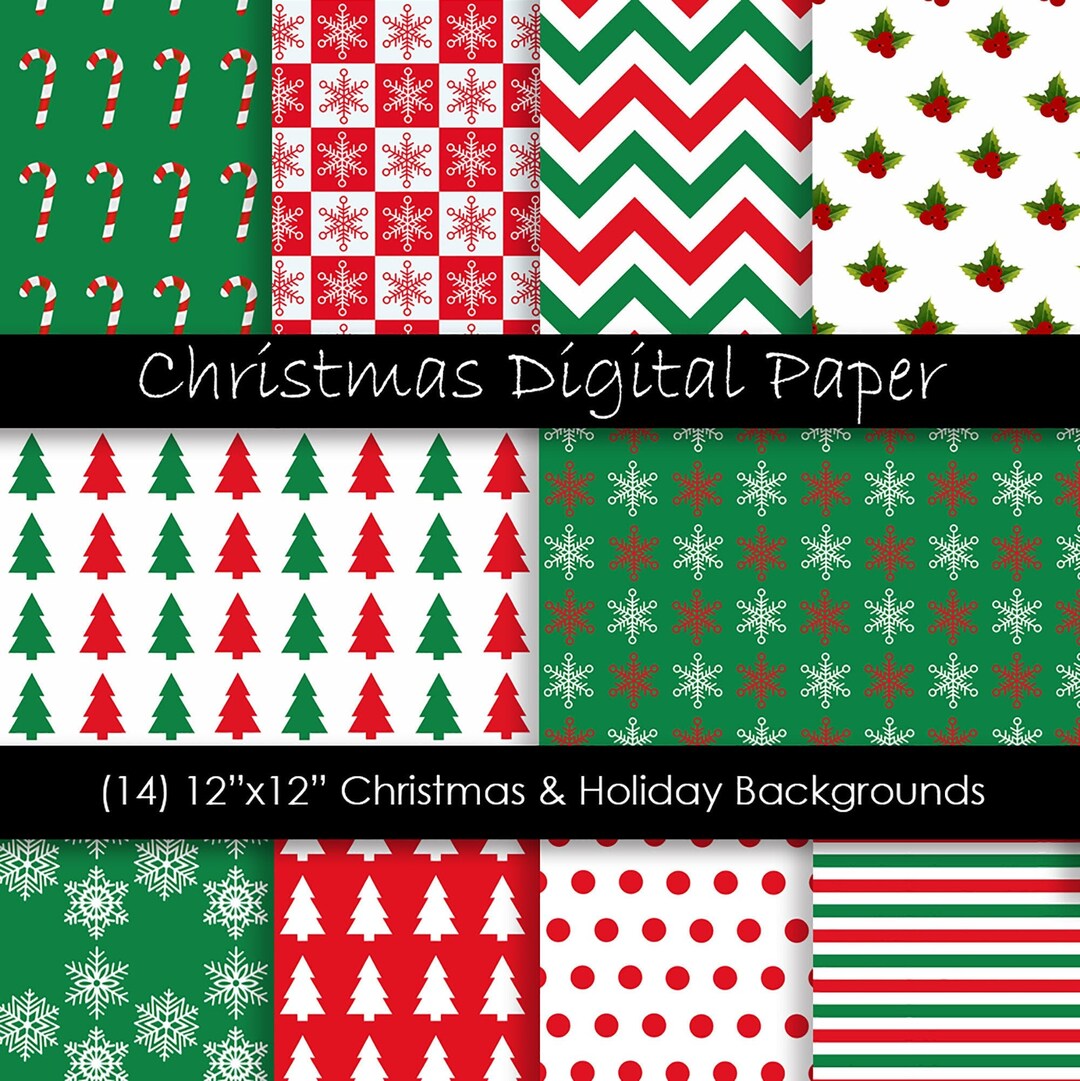 Christmas Pattern Digital Paper - Christmas Backgrounds - Red and Green ...